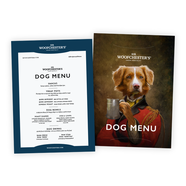 A5 Menu Holder | Sir Woofchester's